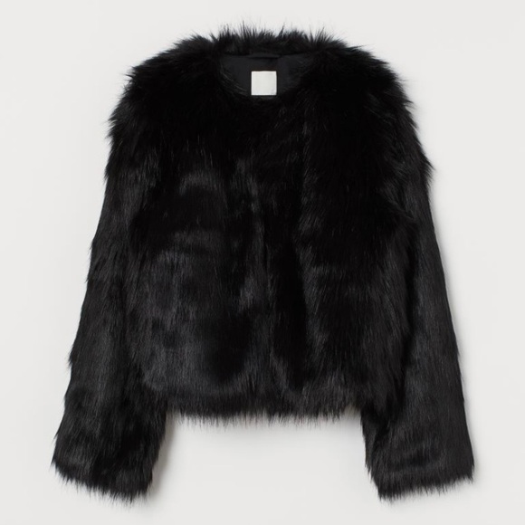 H&M | Jackets & Coats | Hm Black Faux Fur Jacket | Poshmark